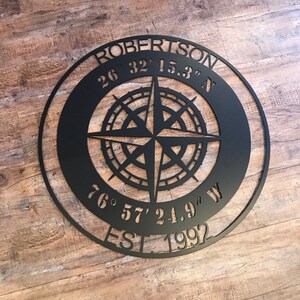 Metal Coordinates Sign - Custom Metal Sign - 1st Home - Wedding Gift ...