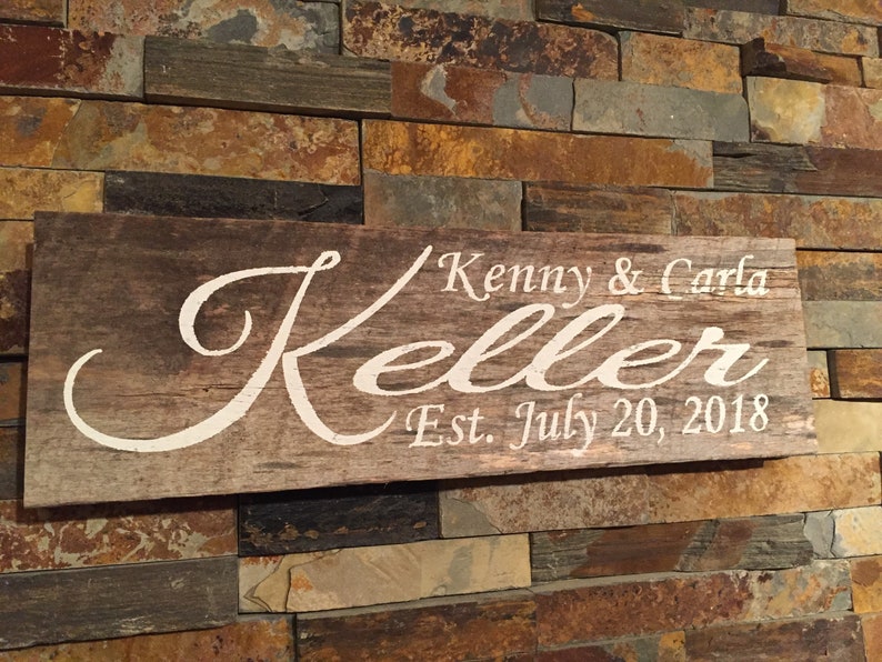 White Personalized Rustic Sign Custom Wedding Sign Last | Etsy