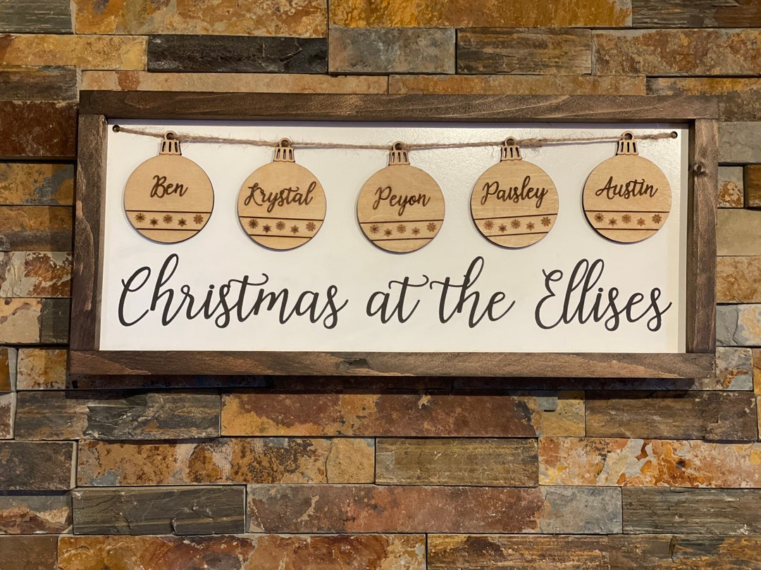 Personalized Family Christmas Sign: Rustic Engraved Wood Ornament Decor ...