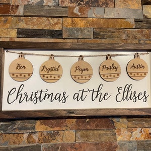 Personalized Family Christmas Sign: Rustic Engraved Wood Ornament Decor ...