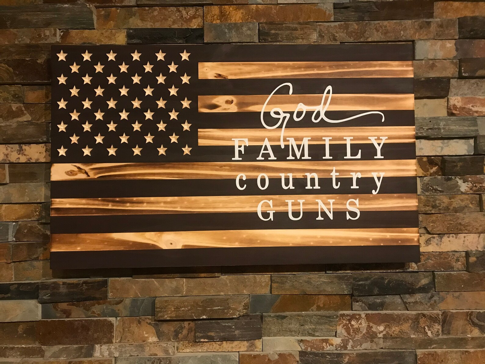 God Family Country Guns Rustic American Flag wooden Flag - Etsy