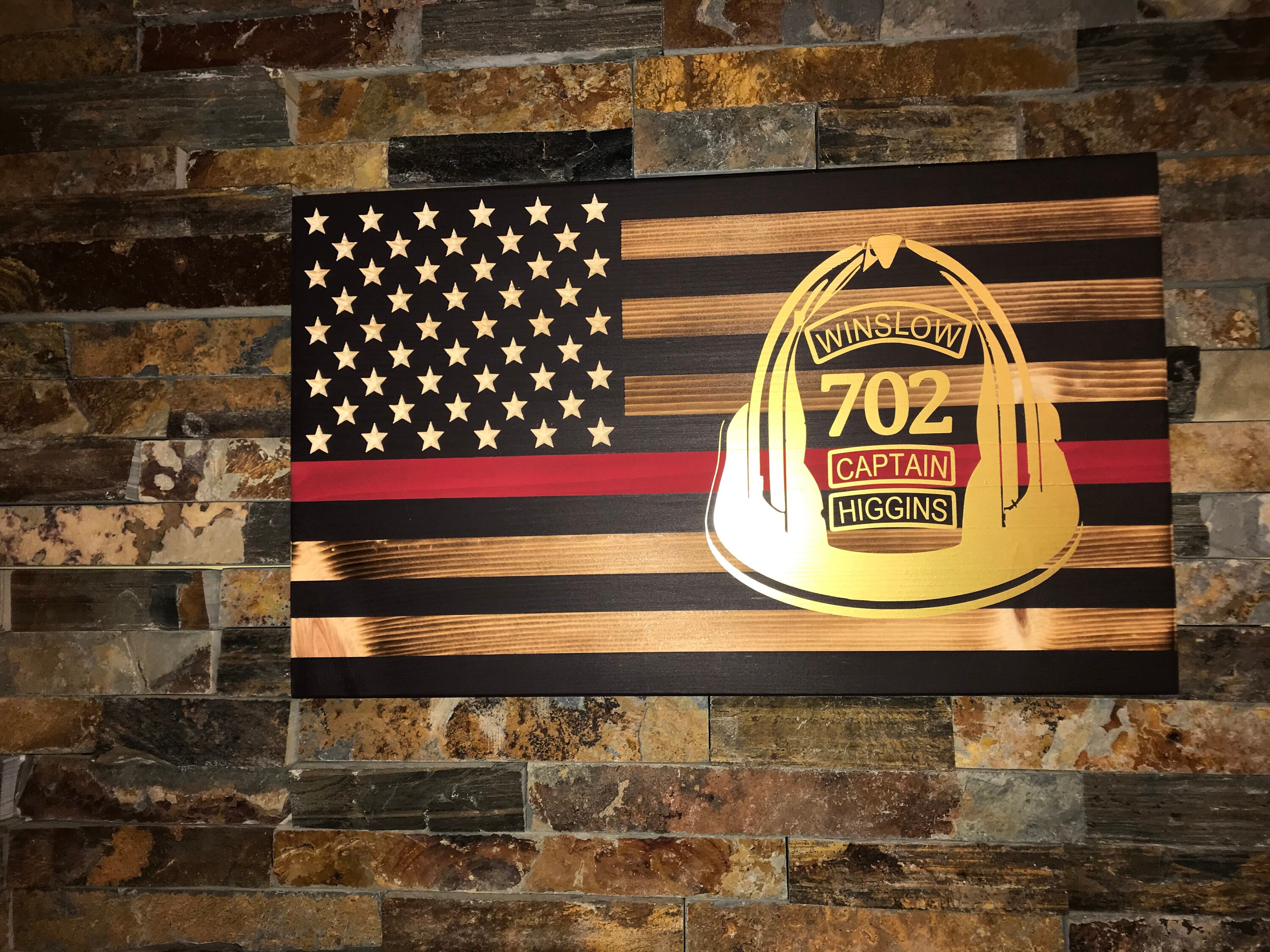 Custom Helmet Decal Rustic Flag wooden American Flag | Etsy