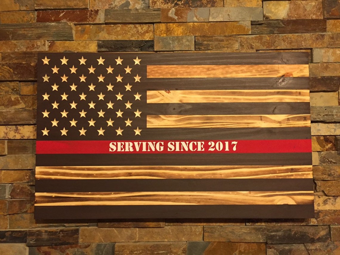 Lg Red With White Lettering Rustic Flag American Flag Thin - Etsy