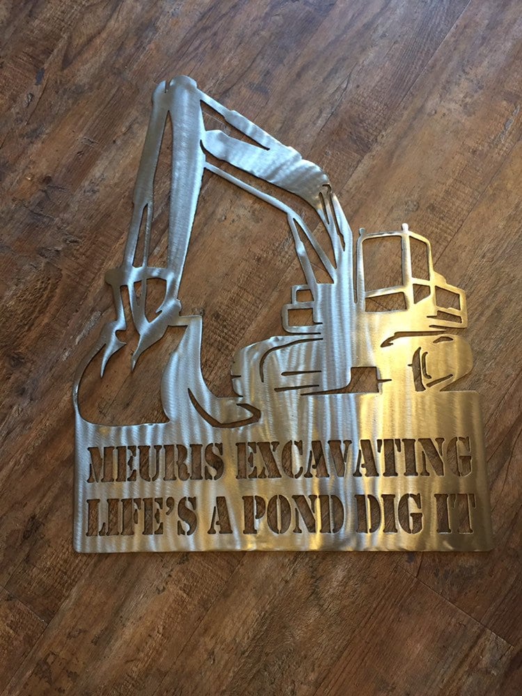 Custom Brushed Metal Excavator Sign Construction Sign | Etsy