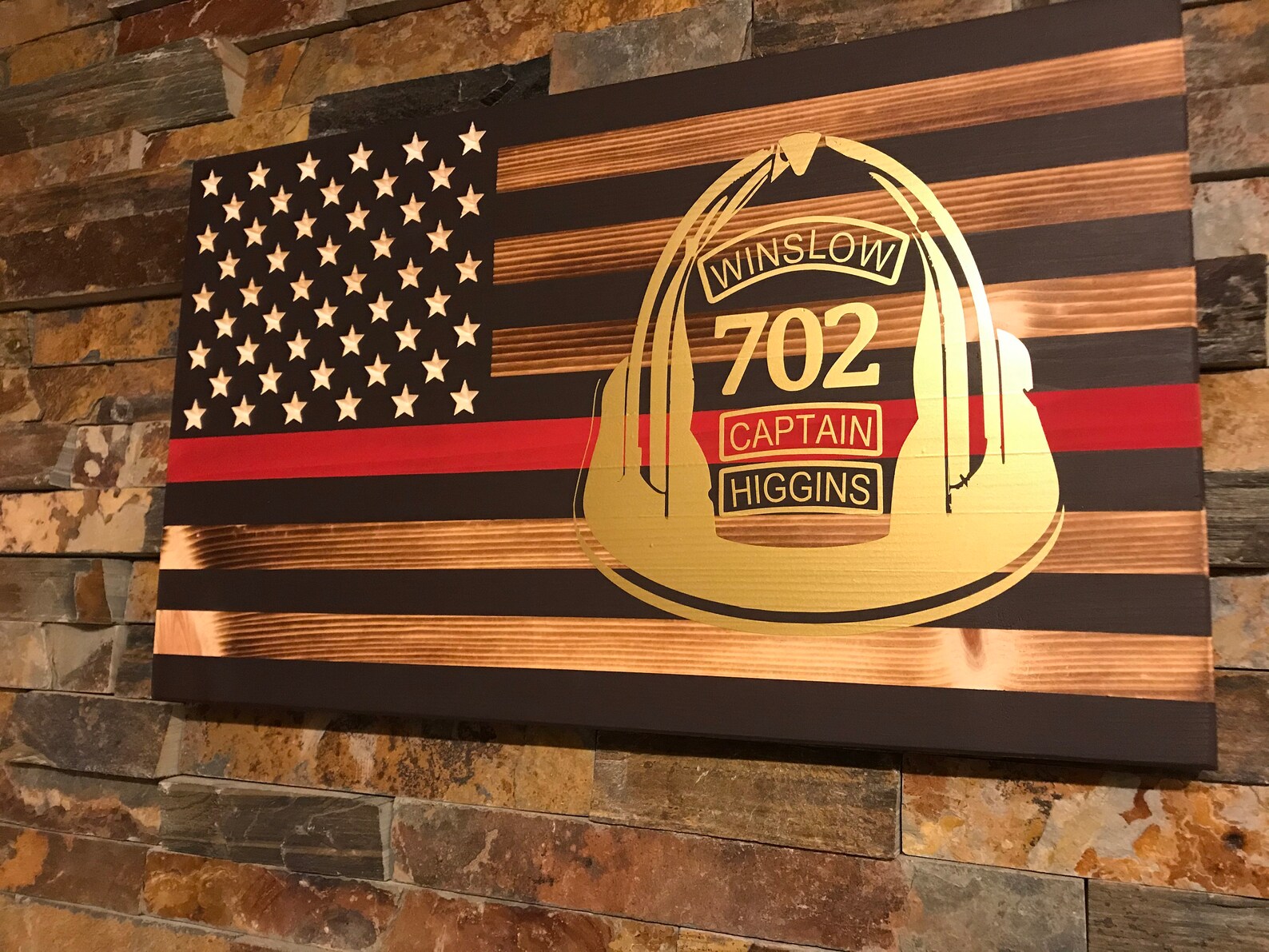 Custom Helmet Decal Rustic Flag wooden American Flag | Etsy