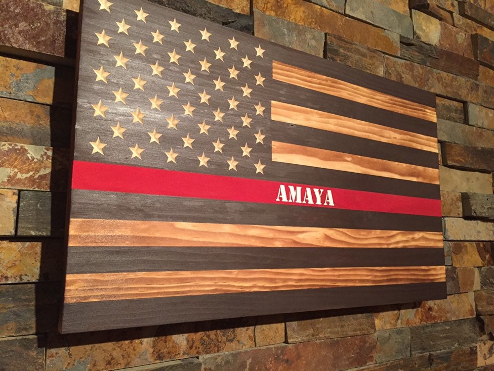 Red With White Lettering Rustic Flag American Flag Thin | Etsy