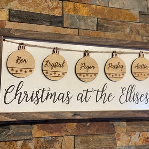 Personalized Family Christmas Sign: Rustic Engraved Wood Ornament Decor ...