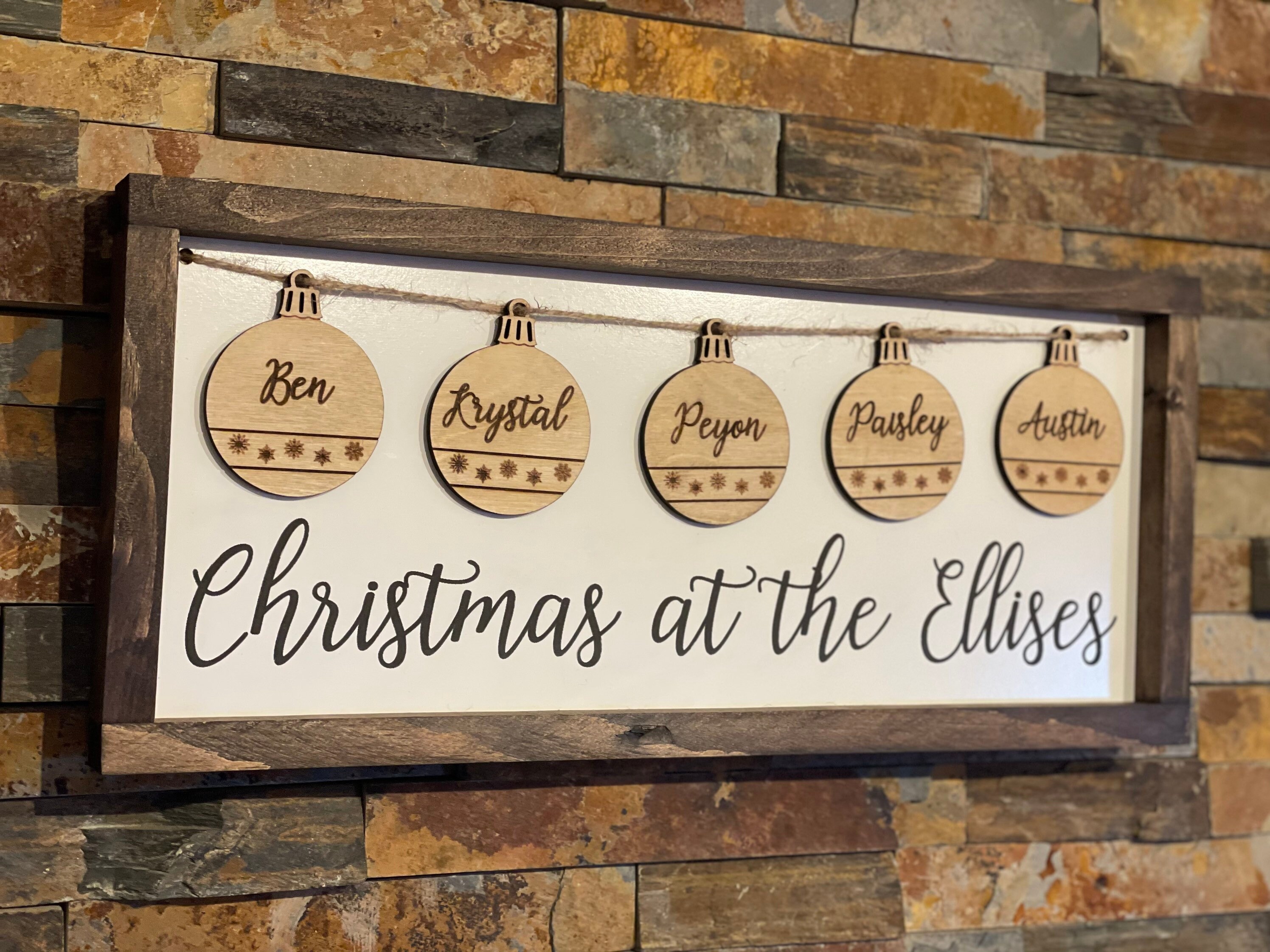 Personalized Family Christmas Sign: Rustic Engraved Wood Ornament Decor ...