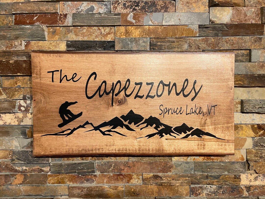 Custom Snowboarding Family Name Sign: Rustic Mountain Home Decor - Etsy