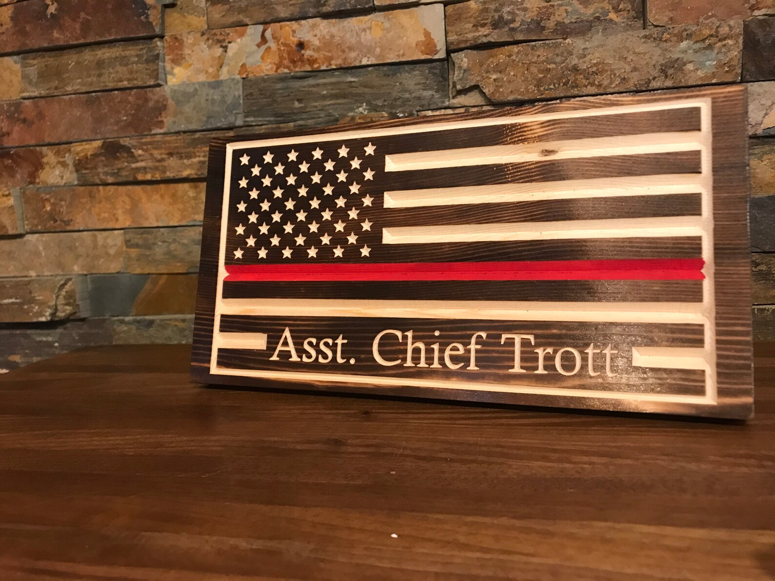 Flag desk plaque Rustic Personalized personalized gift | Etsy