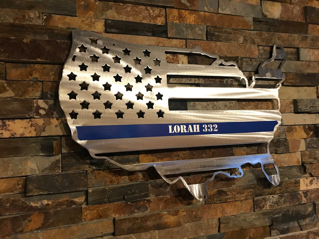 Personalized Thin Blue Line Metal Flag - Police Officer Gift - Etsy