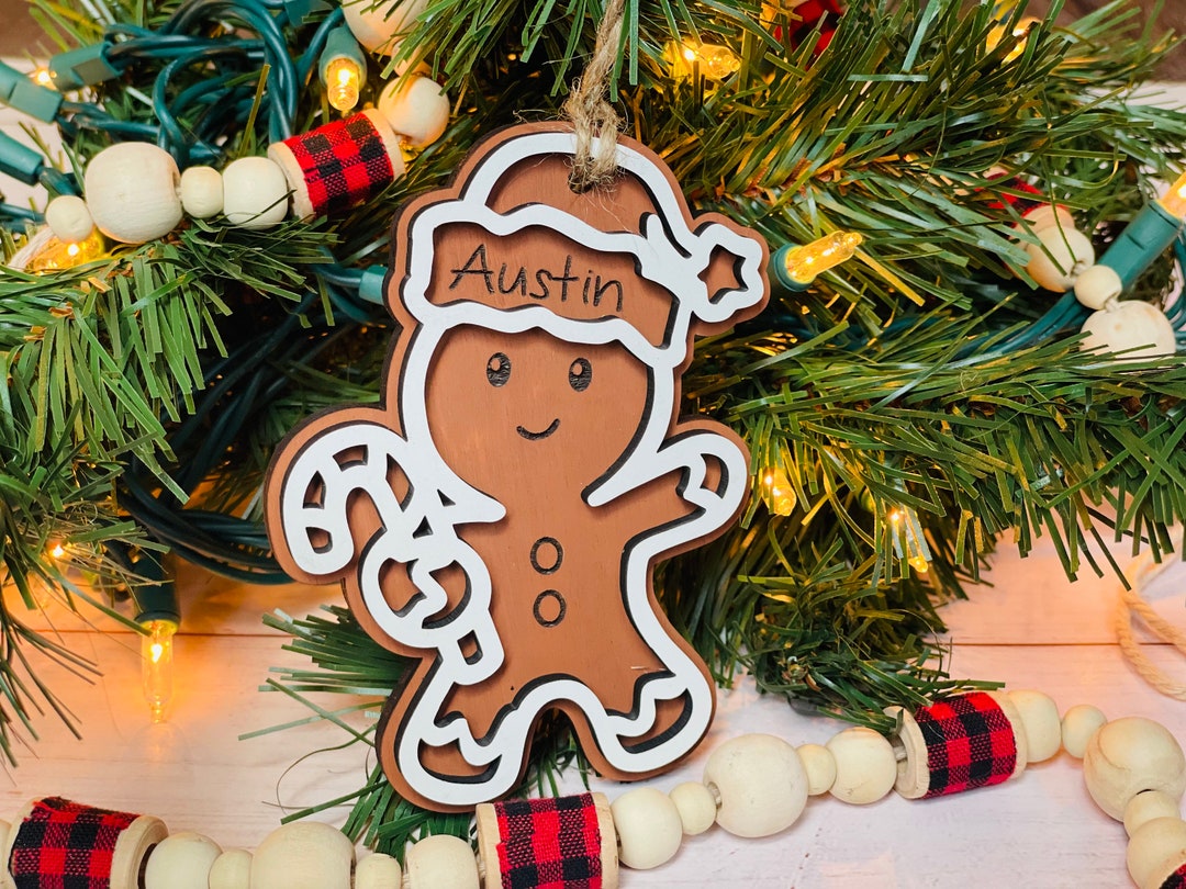Custom Gingerbread Man Ornament - Wooden 3d Gingerbread Men With Name ...