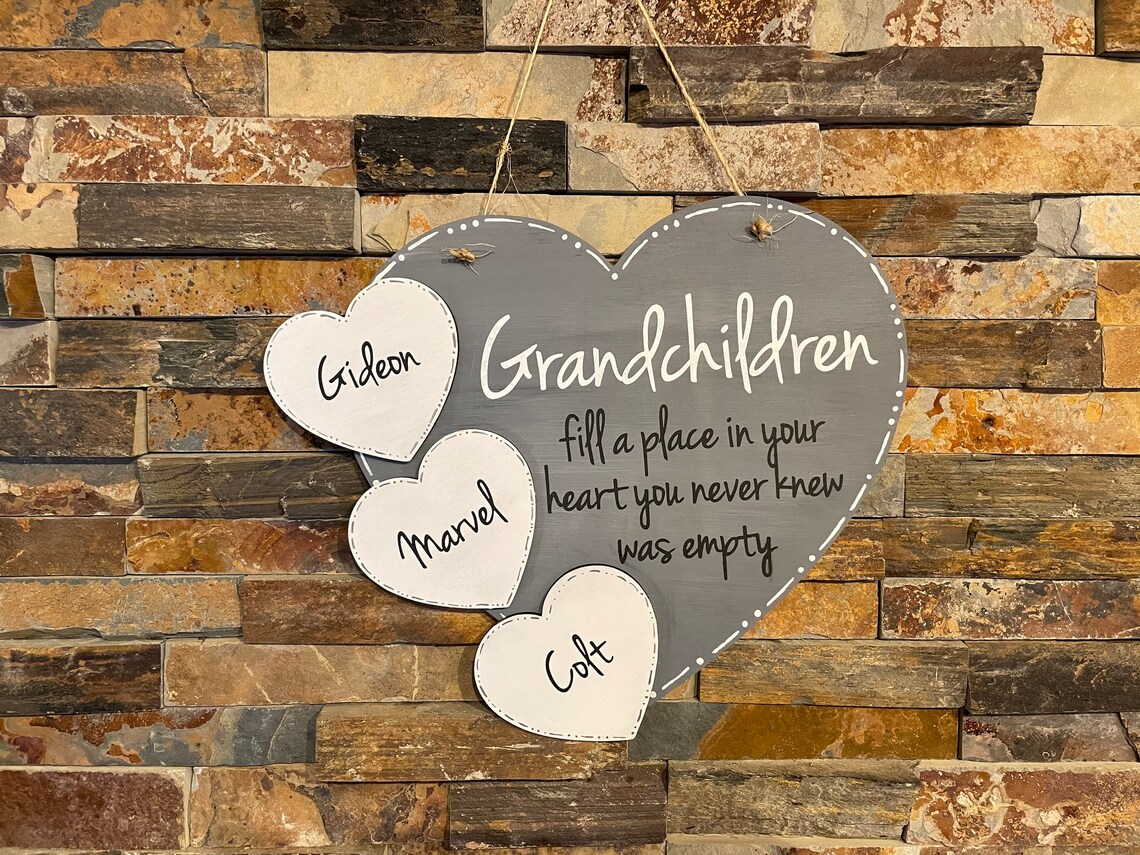 Grandkids Door Hanger Grandparent Sign Heart Door Hanger - Etsy