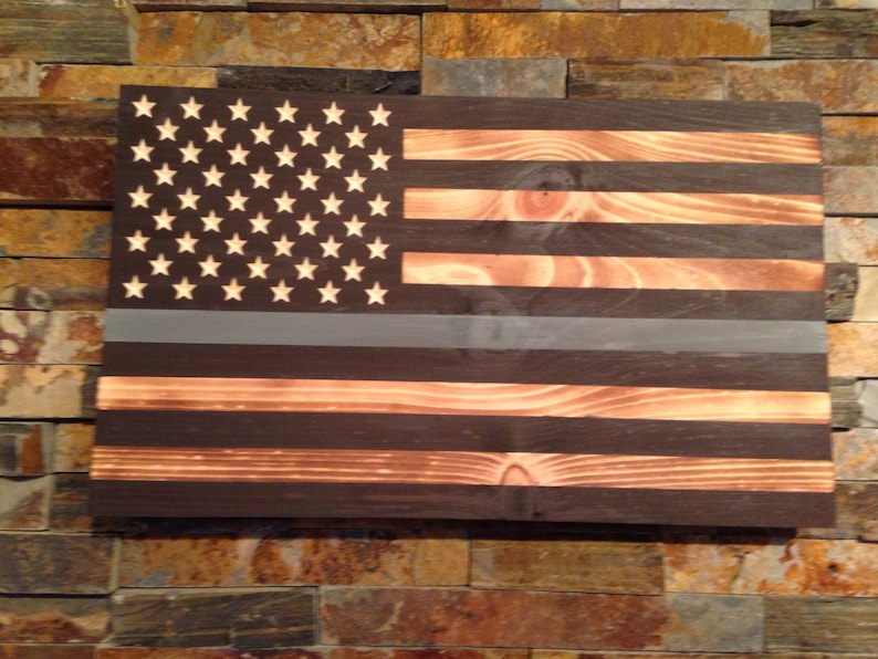 Lg Rustic Flag Wood Flag American Flag Flag With Gray | Etsy