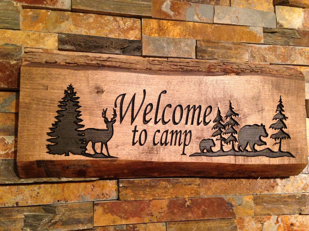 Personalized Engraved Wood Camp Sign: Rustic Deer & Bear Decor - Etsy