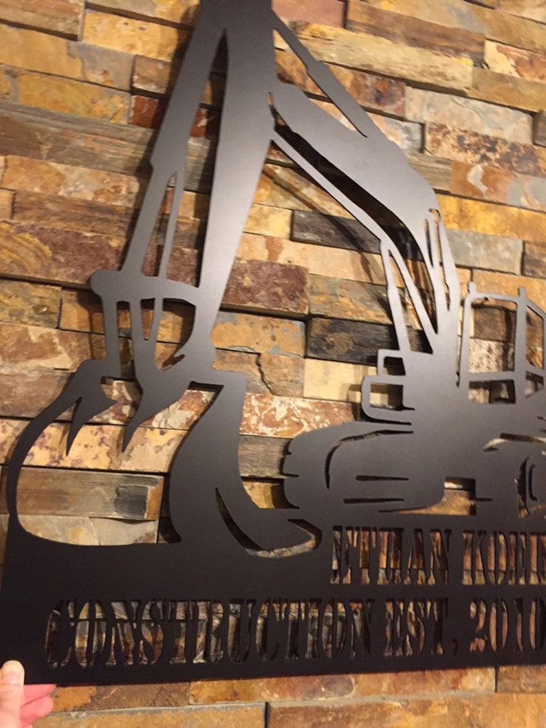 Custom Black Metal Excavator Sign Construction Sign - Etsy