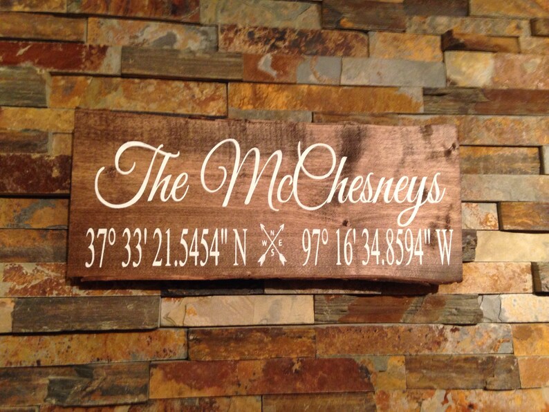 Personalized Coordinates Sign: Rustic Handmade Wood Slab - Etsy