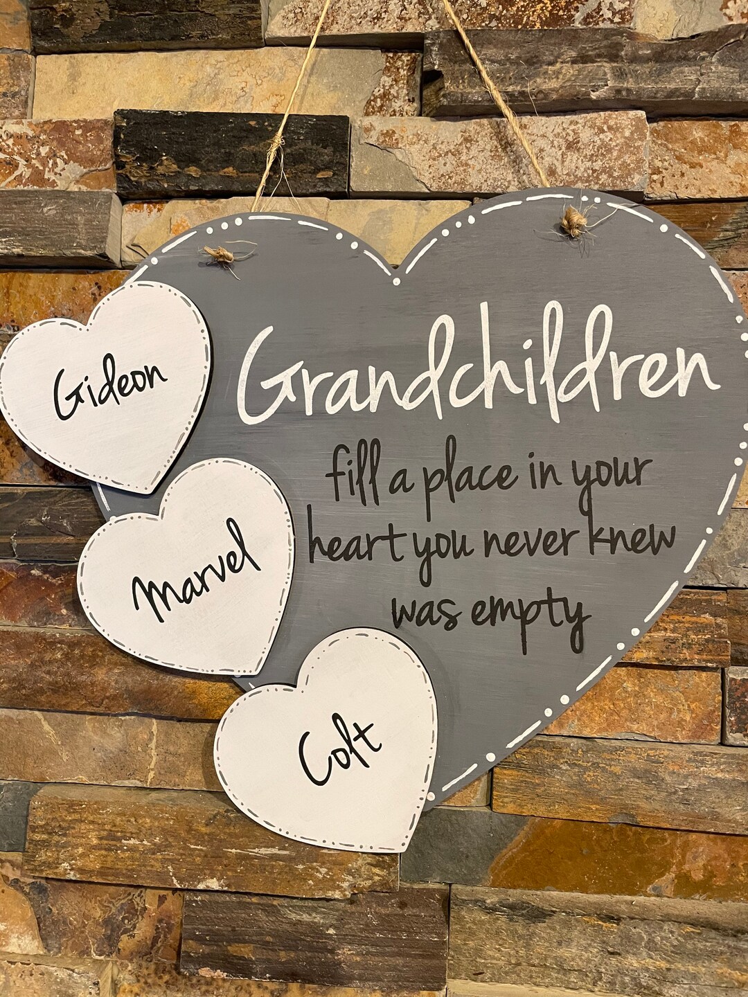 Grandkids Door Hanger - Grandparent Sign - Heart Door Hanger ...
