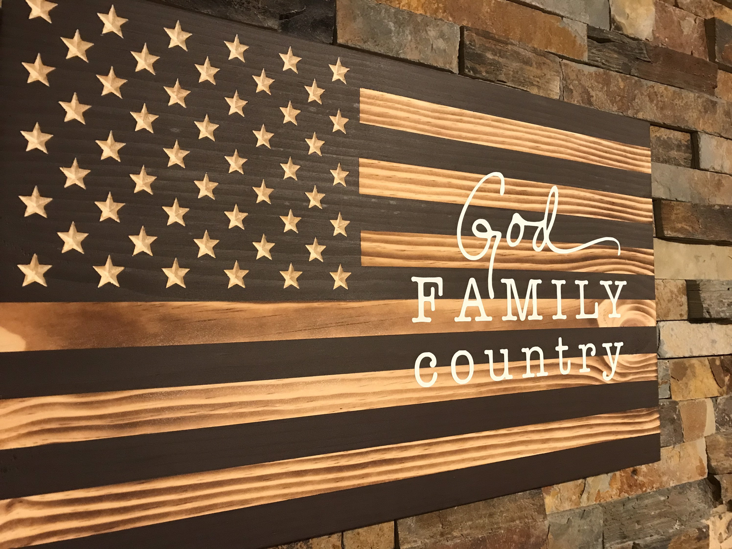 Rustic Country Living Flag 36” American Wood Flag Wall Decor