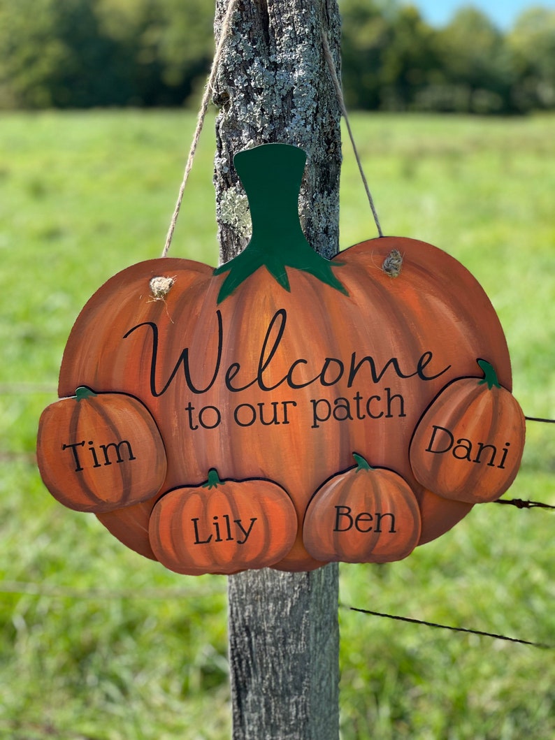 Welcome to Our Patch Pumpkin Sign Personalized Little - Etsy