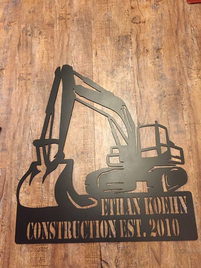 Custom Black Metal Excavator Sign Construction Sign | Etsy