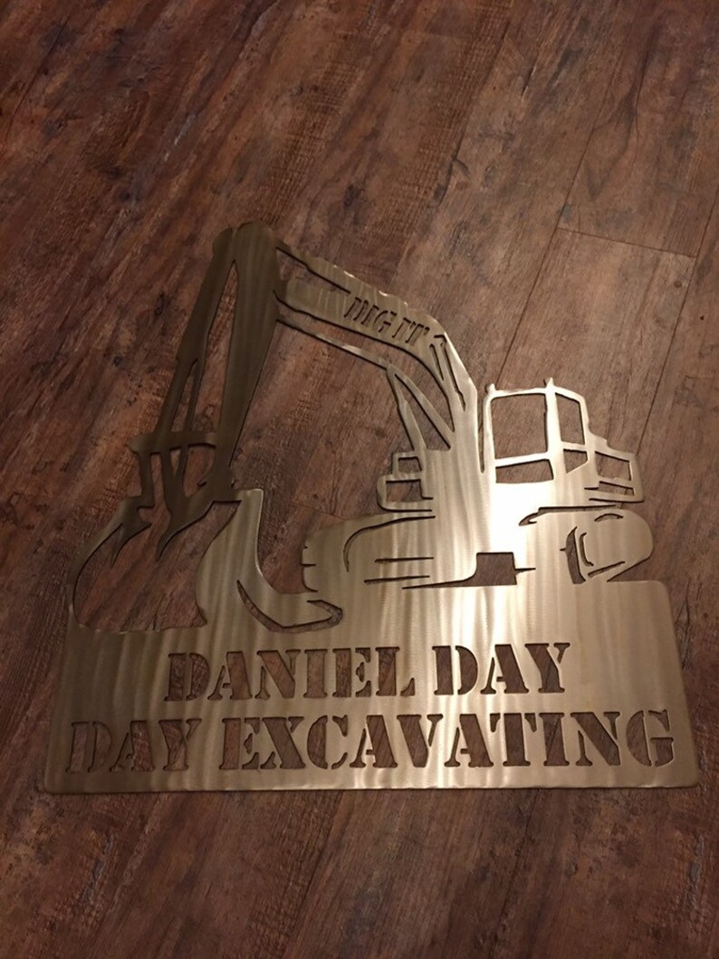 Custom Brushed metal excavator sign construction sign | Etsy
