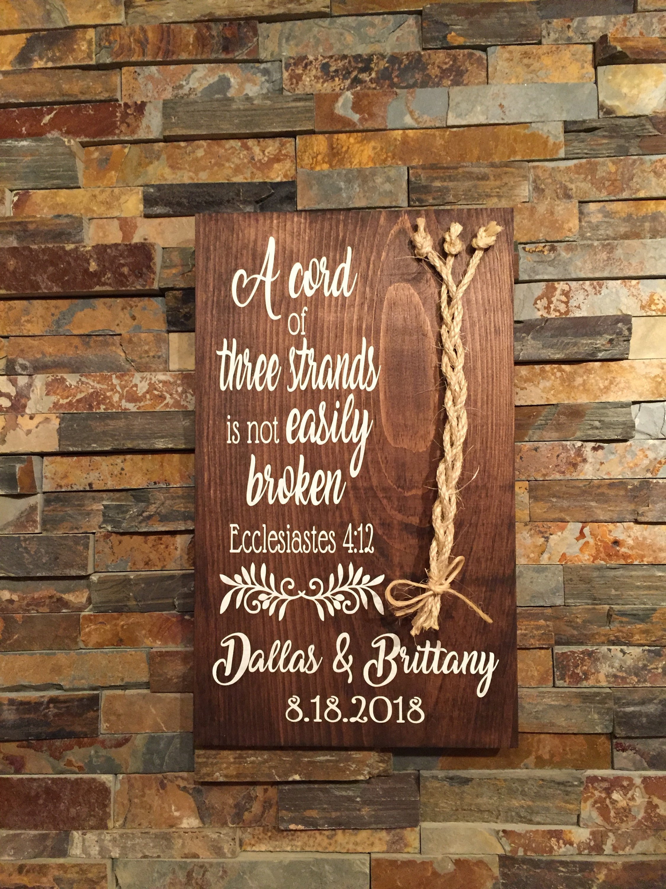 Weddings Decorations A Cord of Three Strands Wood Sign for Weddings in ...