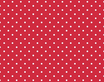 Riley Blake, White Swiss Dots on Coral, C670 CORAL, Fabric by the Yard ...