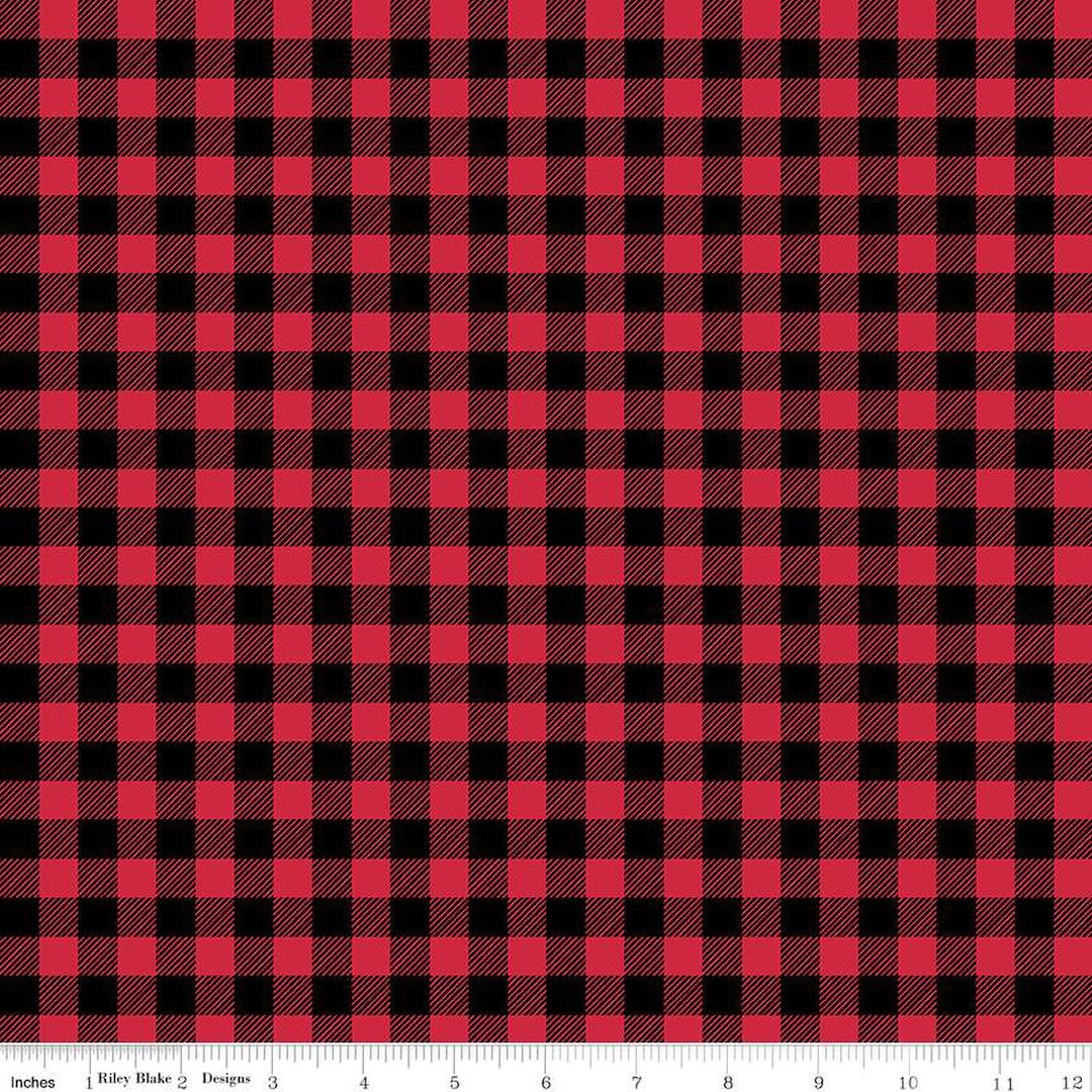 FLANNEL Buffalo Check Black Red 7/16" Double Napped Flannel, by Echo ...