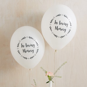 25 Biodegradable White 'in Loving Memory' Funeral Remembrance Balloons ...