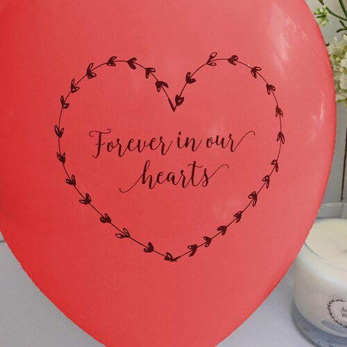 25 Red 'forever in Our Hearts' Funeral Remembrance - Etsy UK