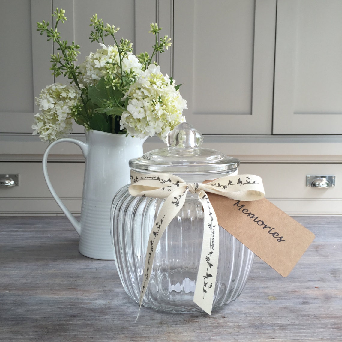 Glass Memory Jar with 50 Remembrance Cards for Funeral | Etsy