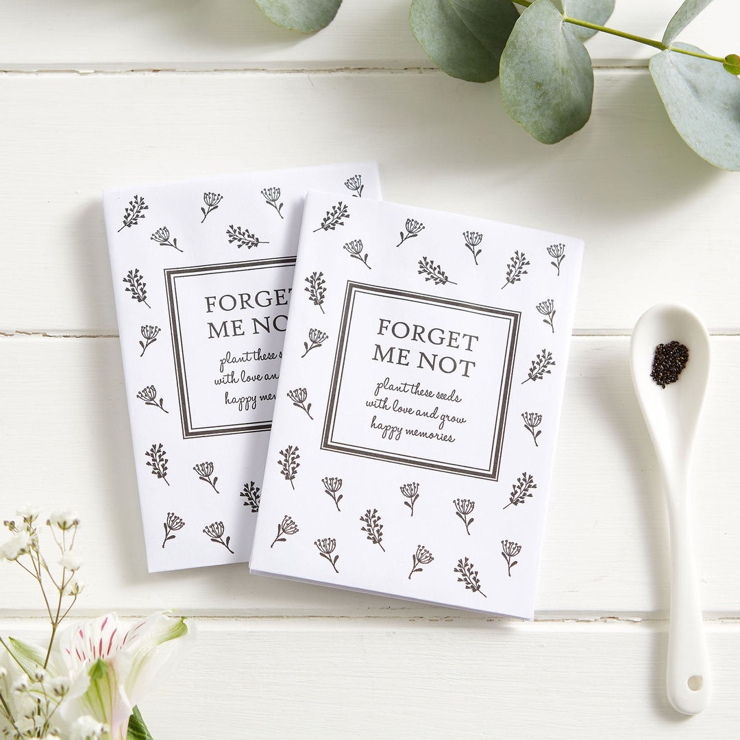 10 Filled Forget-me-not Seed Packet Funeral Favours UK Delivery Only ...