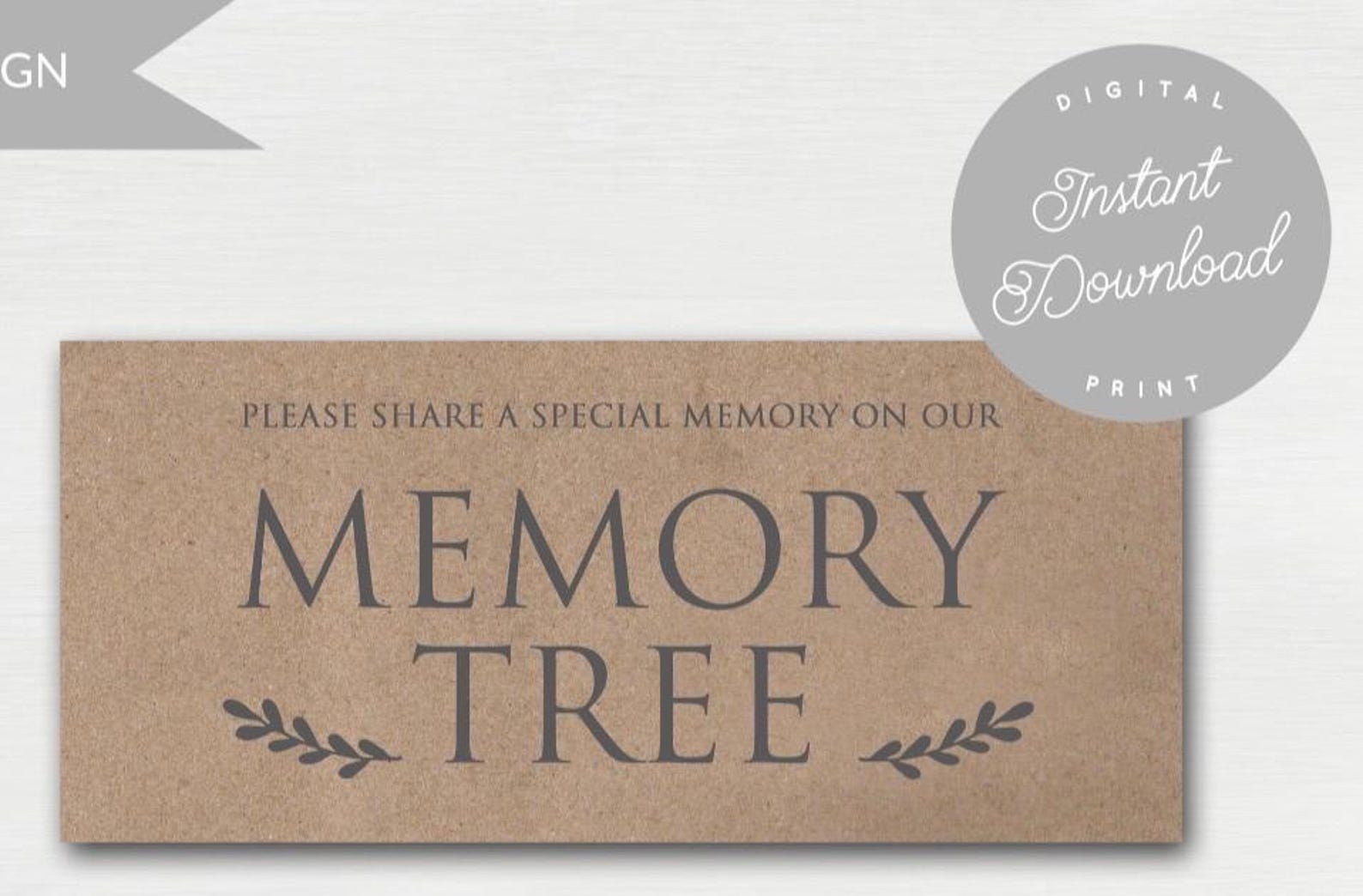 INSTANT DOWNLOAD Printable Kraft 'memory Tree' Sign - for Funeral ...