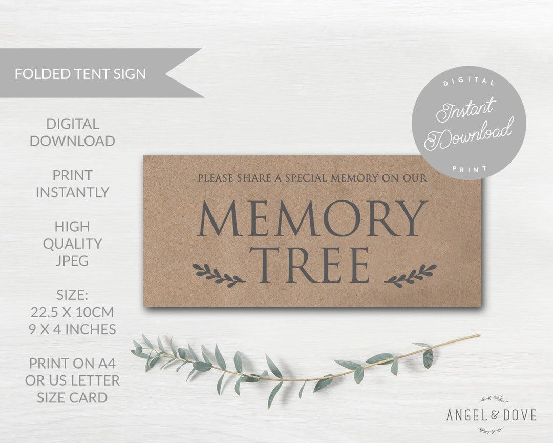 INSTANT DOWNLOAD Printable Kraft 'memory Tree' Sign - for Funeral ...
