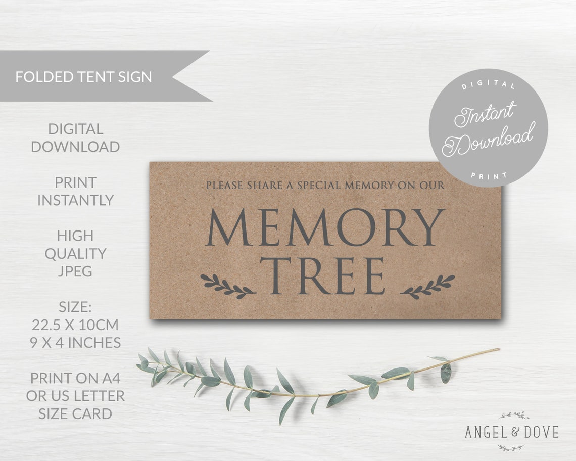 INSTANT DOWNLOAD Printable Kraft 'memory Tree' Sign | Etsy