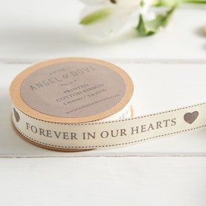 5m/yd Kraft Roll of 'forever in Our Hearts' Cotton Ribbon - Ideal for ...