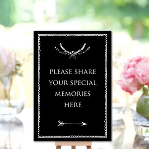 INSTANT DOWNLOAD Printable Black 'share Your Special Memories' Sign ...
