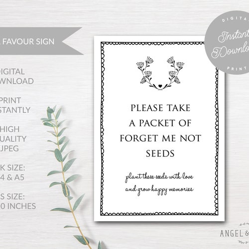 INSTANT DOWNLOAD Printable White 'please Take a Packet of - Etsy