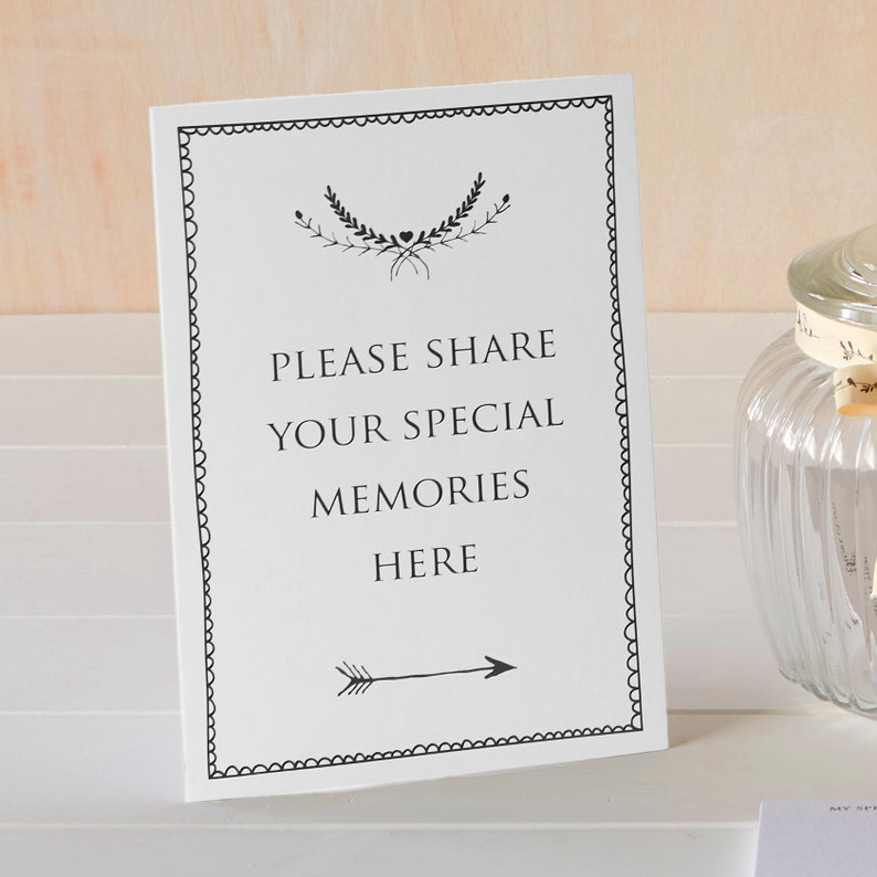 Set of 2 White Funeral Memory Table Signs for Memorial - Etsy