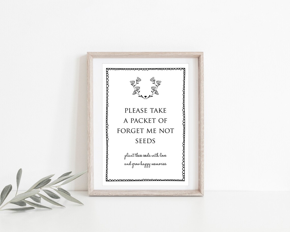 INSTANT DOWNLOAD Printable White 'please Take a Packet of Forget Me Not ...