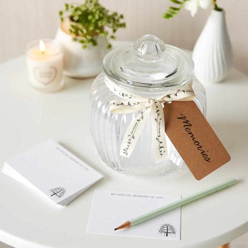 Glass Memory Jar With 50 Remembrance Cards for Funeral - Etsy