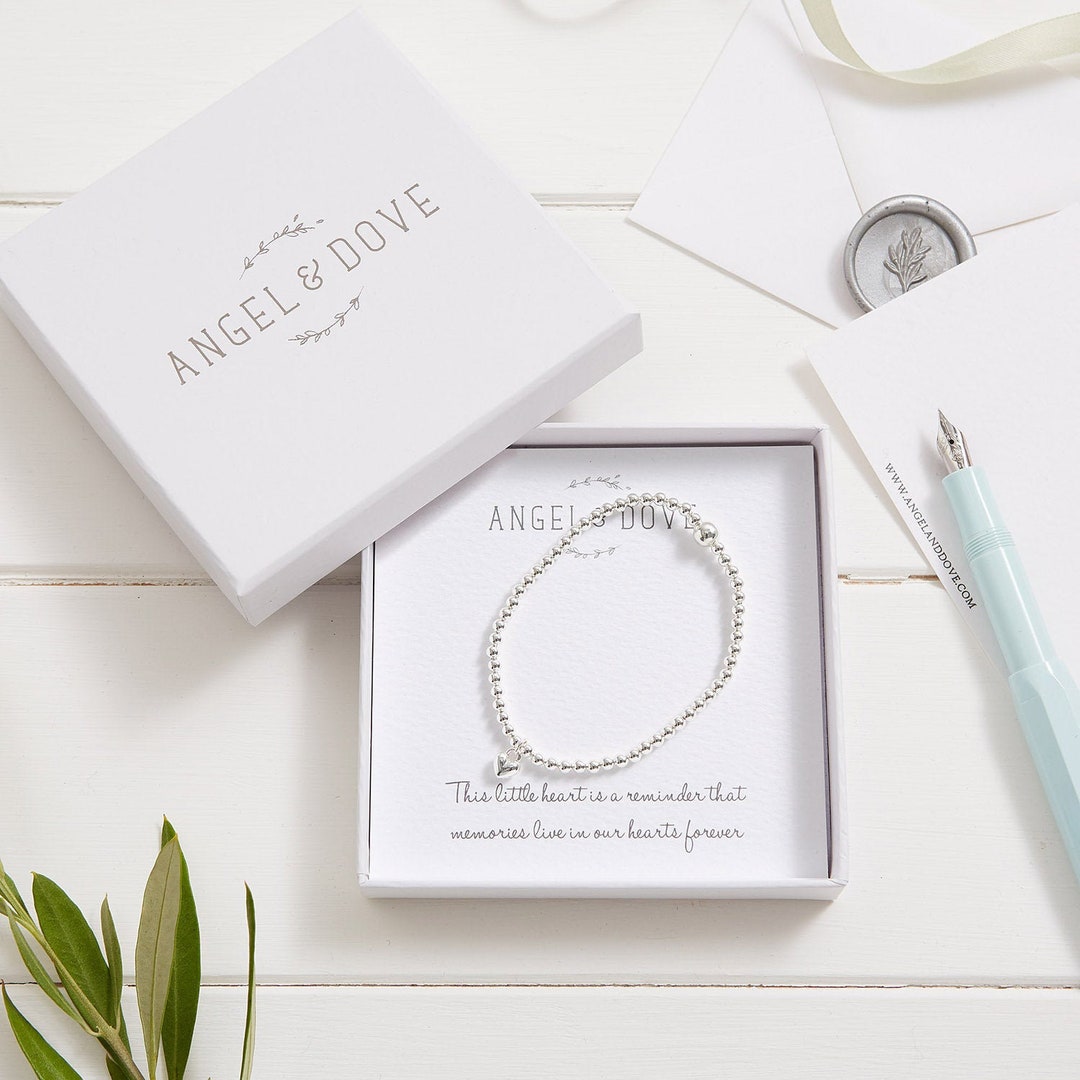 Silver Heart 'memories' Bracelet With Luxury Gift Bag & Card - Sympathy ...
