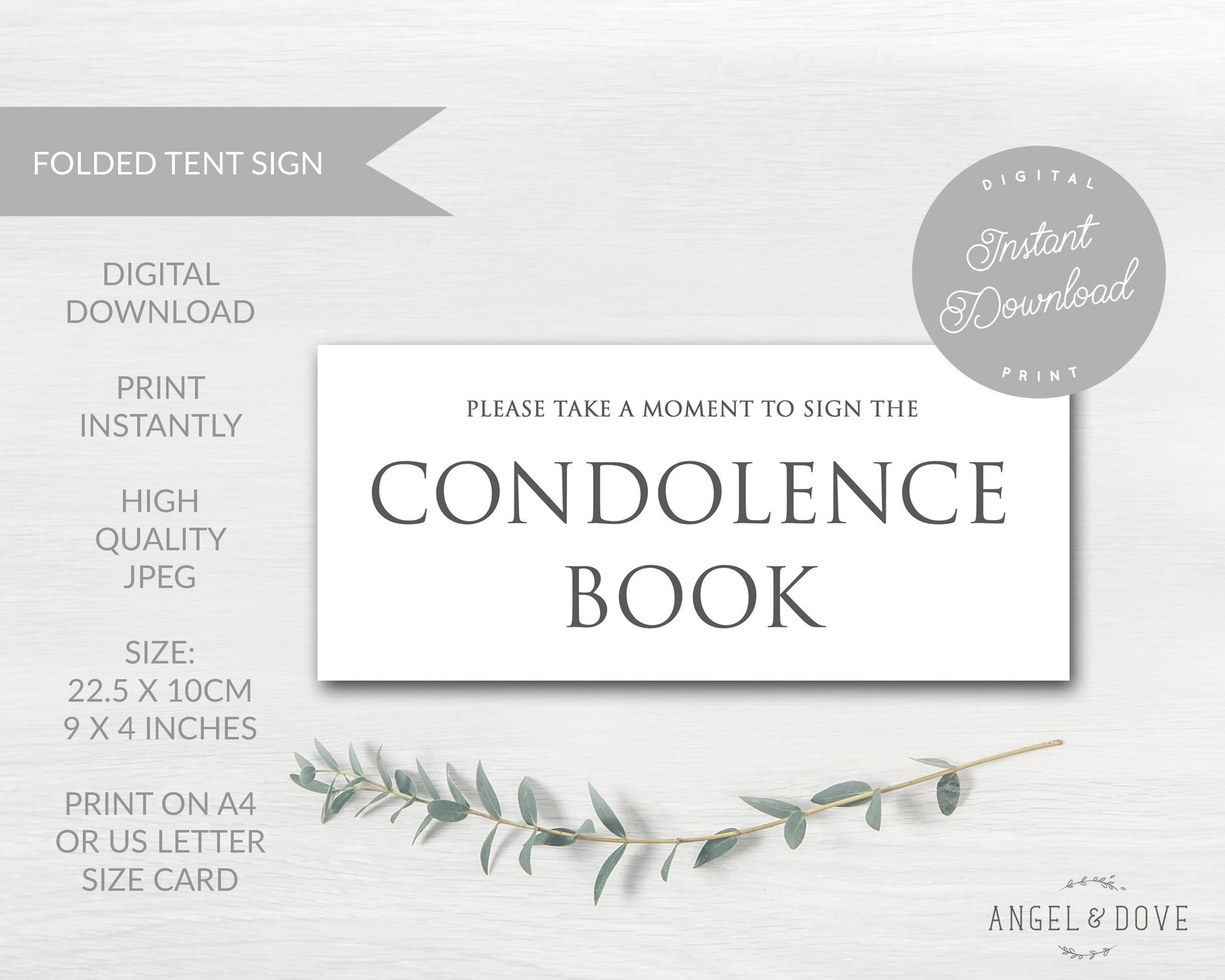 INSTANT DOWNLOAD Printable White 'condolence Book' | Etsy UK