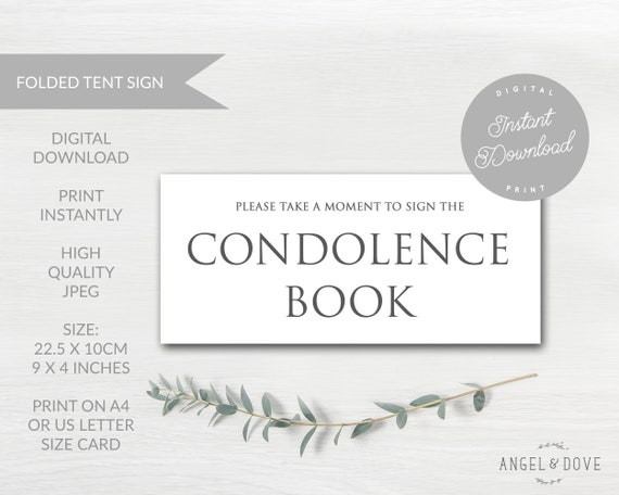 INSTANT DOWNLOAD Printable White 'condolence Book' | Etsy UK