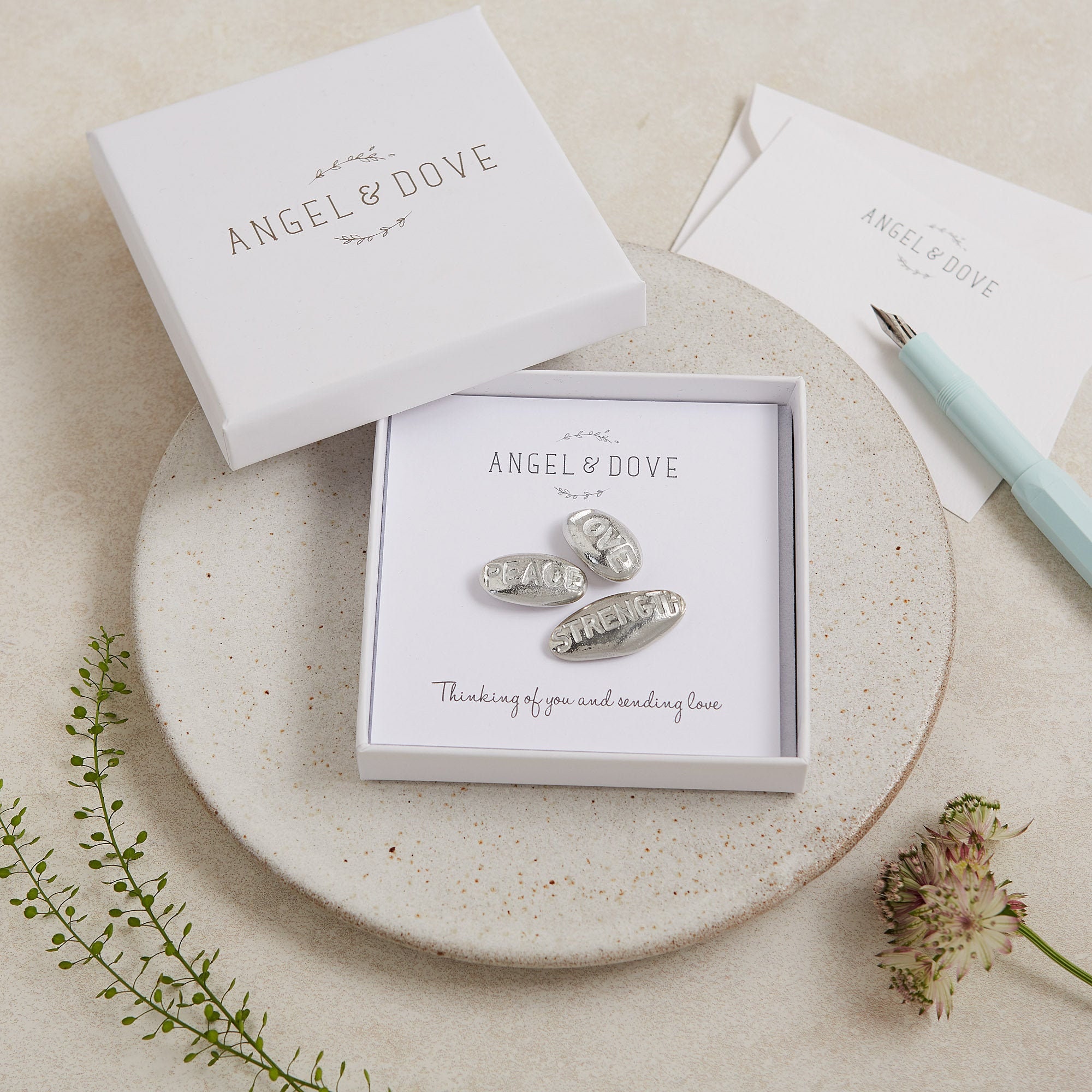 3 Pewter Pebbles 'peace Love Strength' in Luxury - Etsy UK