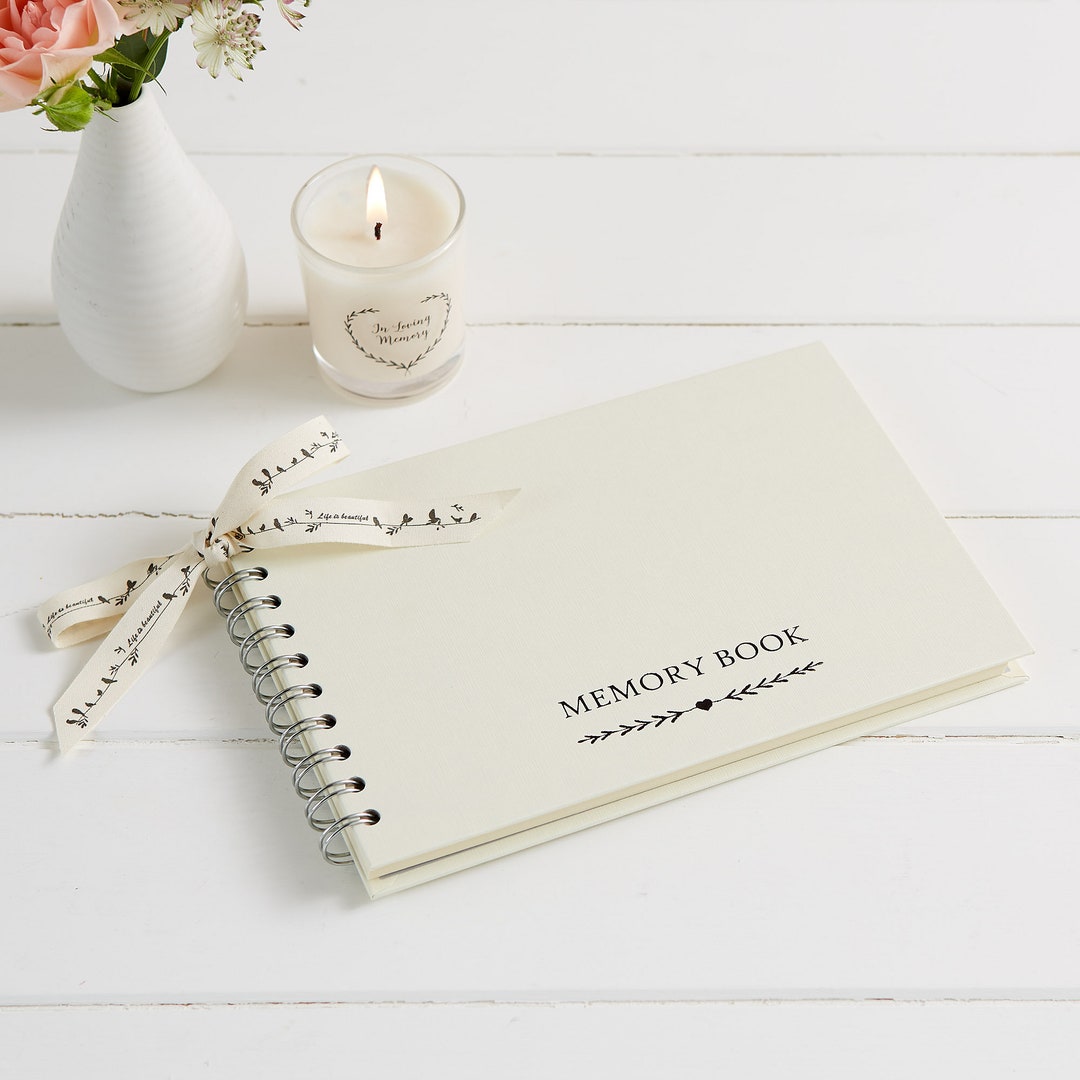 Medium A5 Luxury Ivory Memory Condolence Book for Funeral, Celebration ...