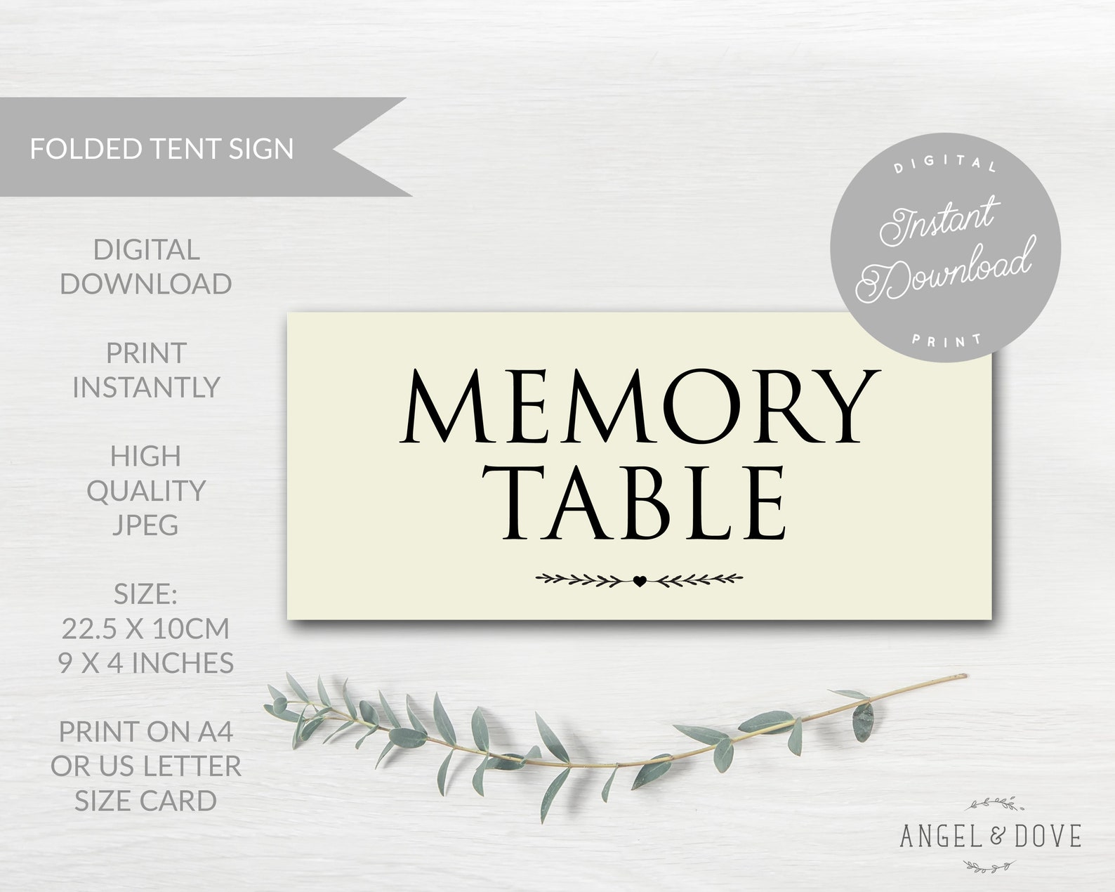 INSTANT DOWNLOAD Printable Ivory 'memory Table' Sign - Etsy