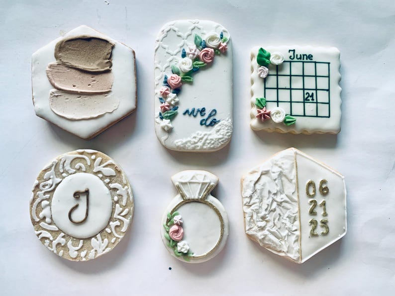 Rustic Elegance Wedding Sugar Cookies, Engagement Cookies, Bridal ...