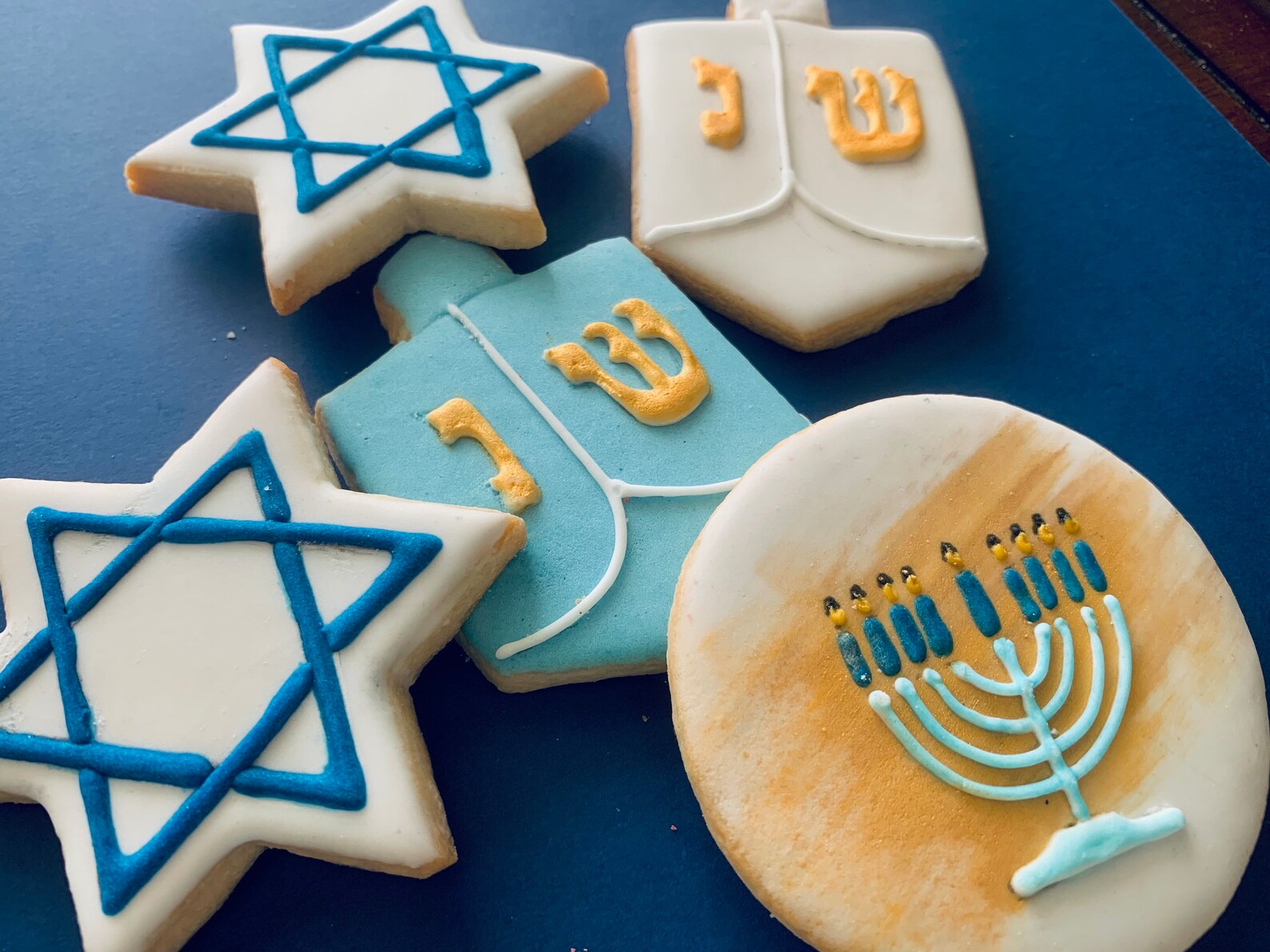 Hanukkah Cookies Menora Cookies Dreidel Cookies Star of David Cookies ...